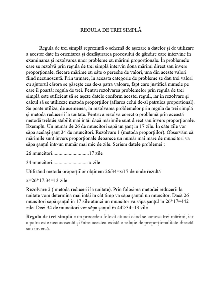 Regula de Trei Simpla | PDF