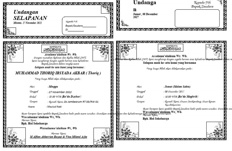 Undangan Selapan Bayi Versi | PDF