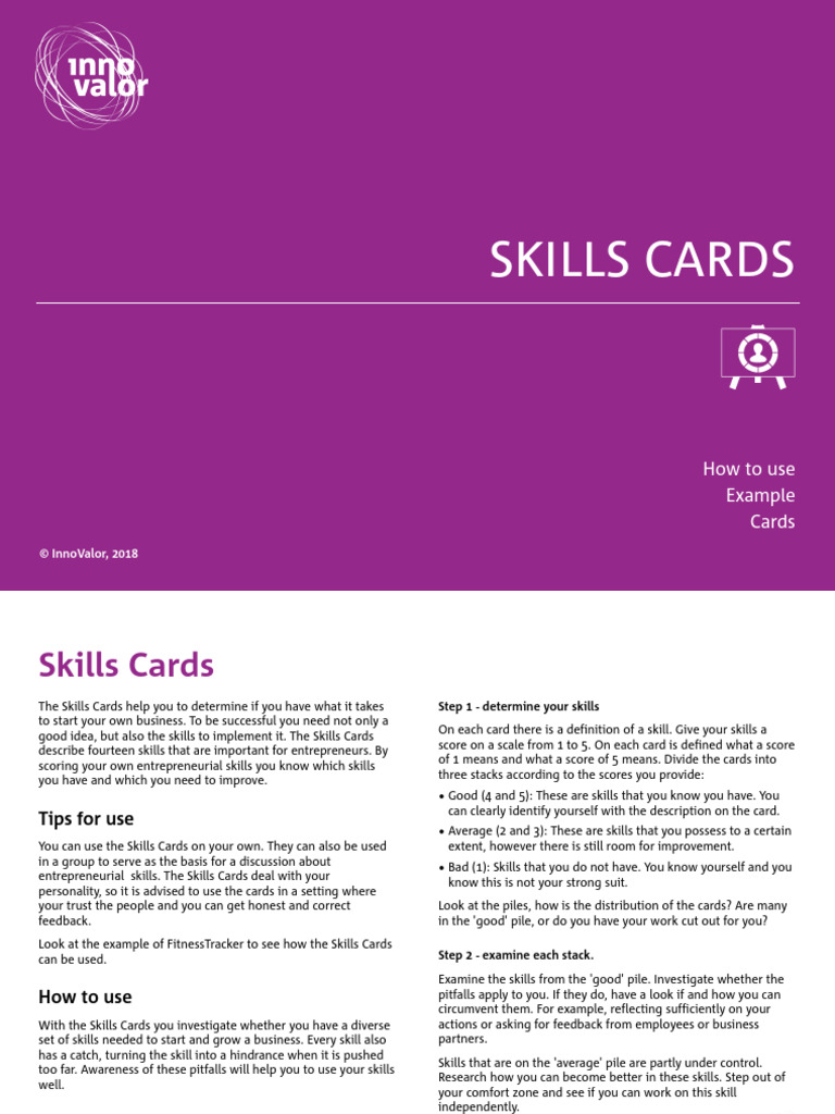 Skills Cards | PDF | Entrepreneurship | Innovation