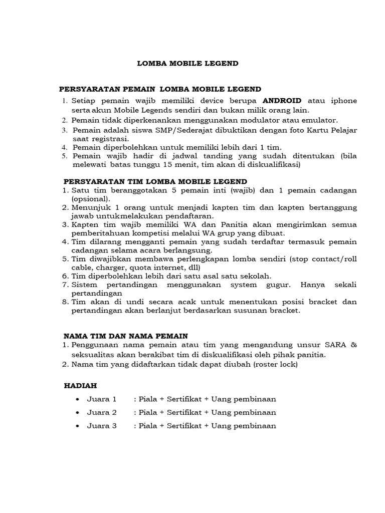 Ketentuan Lomba | PDF