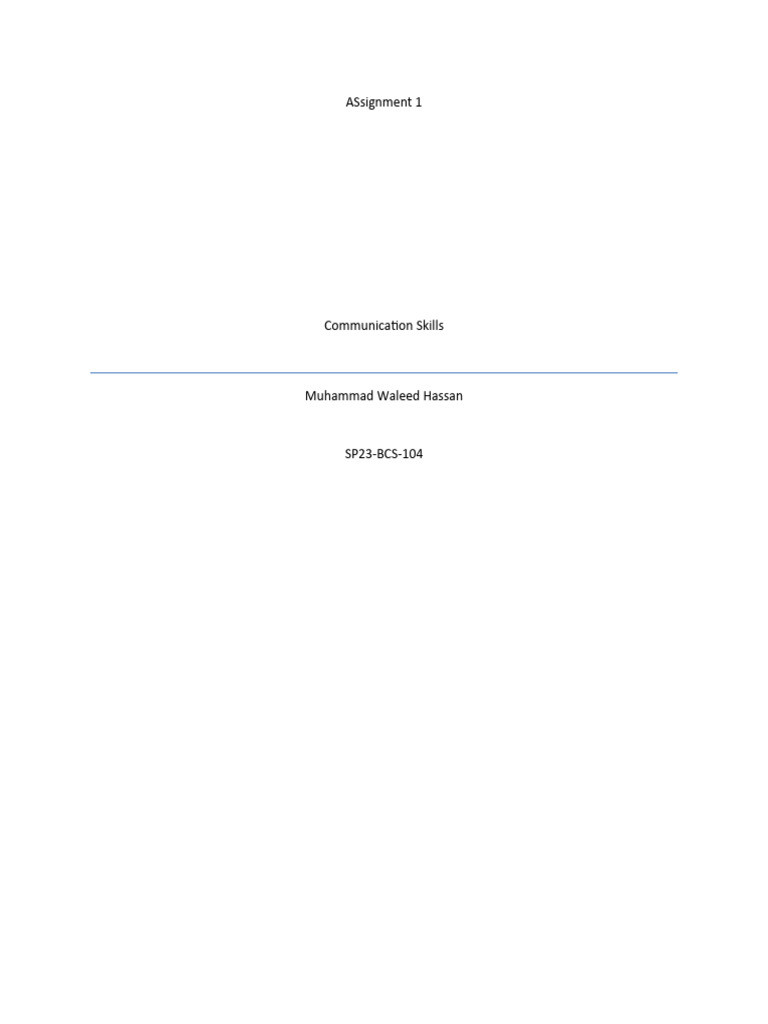 Communication Skills Assignment BSC 104 | PDF
