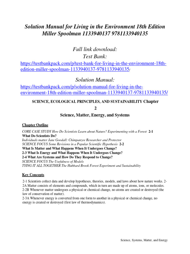 Solution Manual For Living in The Environment 18th Edition Miller ...