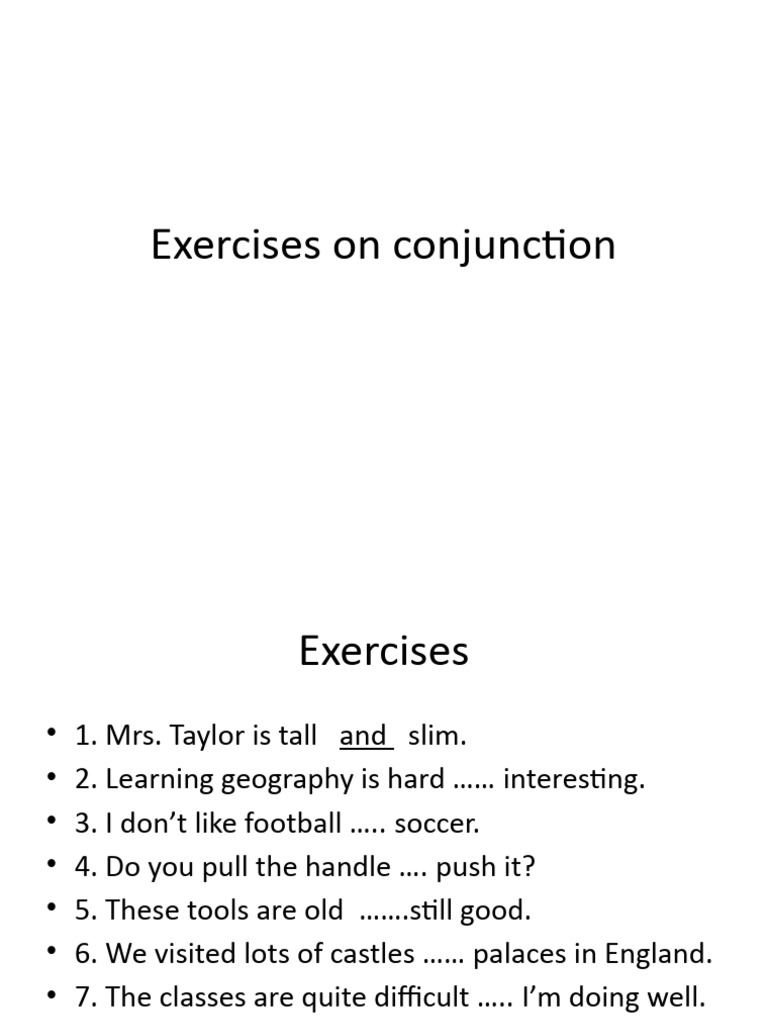 Exercises On Conjunction | PDF | Sports & Recreation | Language Arts ...