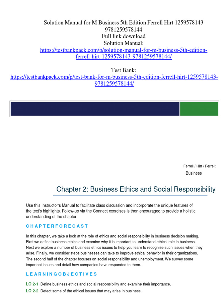 Business Ethics & Social Responsibility Guide | PDF