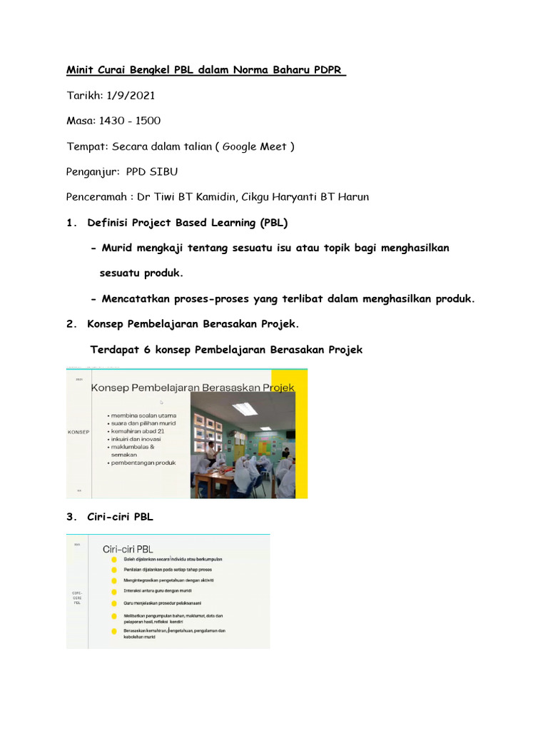 Minit Curai Bengkel PBL | PDF
