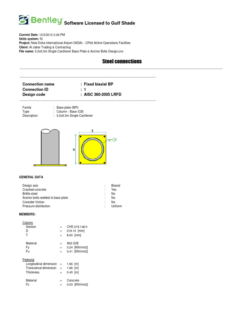 Base Plate and Anchor Bolt of Steel Post Connection | PDF