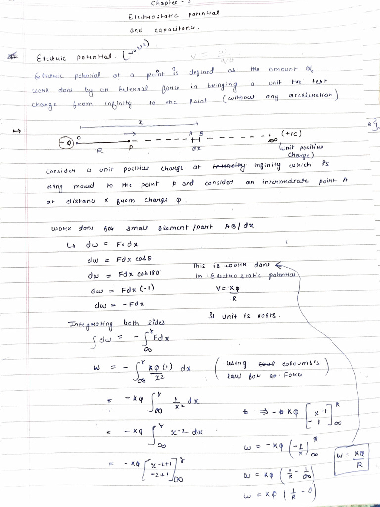 Electrostatic (Potential and Capacitance) 12th Notes | PDF