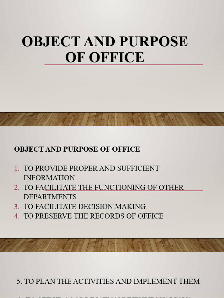 TOPIC 3 Object and Purpose of Office | PDF