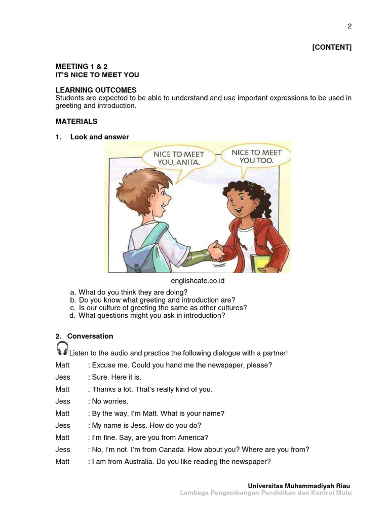 712e2 Meet 1 Nice To Meet You | PDF | Self-Improvement