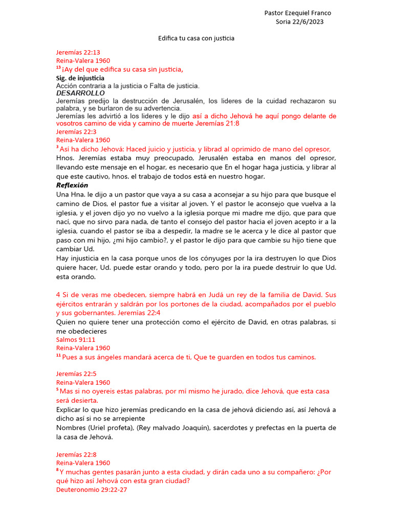 Edifica Tu Casa Con Justicia | PDF | Contenido bíblico