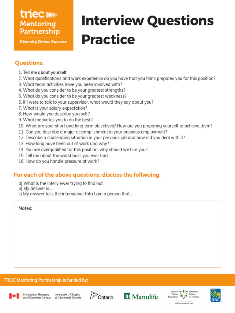 TRIEC Mentoring Interview Questions Guide | PDF