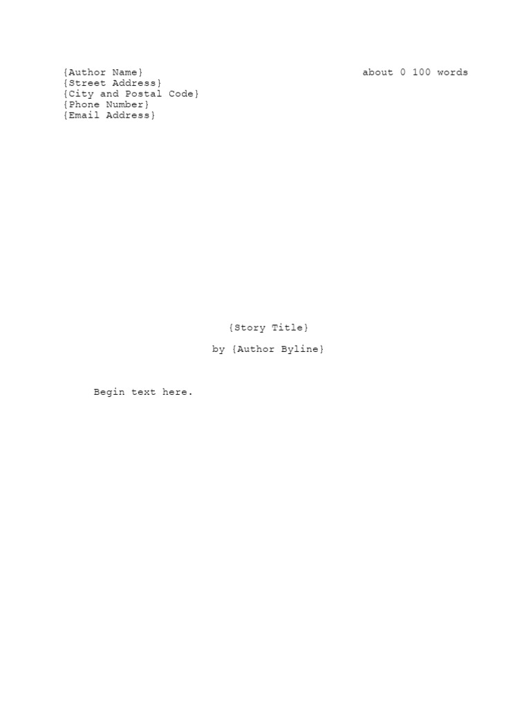 Shunn Manuscript Format (For Submissions) | PDF