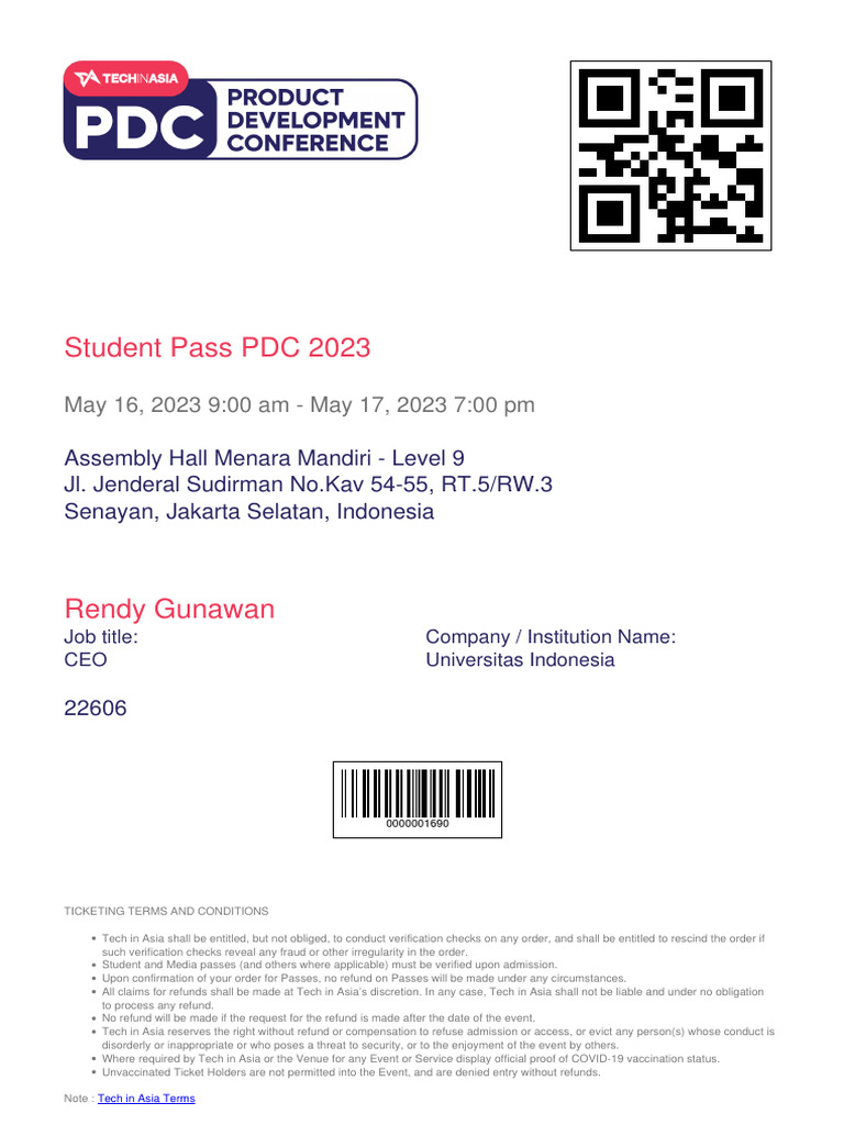 Student Pass PDC 2023: May 16, 2023 9:00 Am - May 17, 2023 7:00 PM | PDF