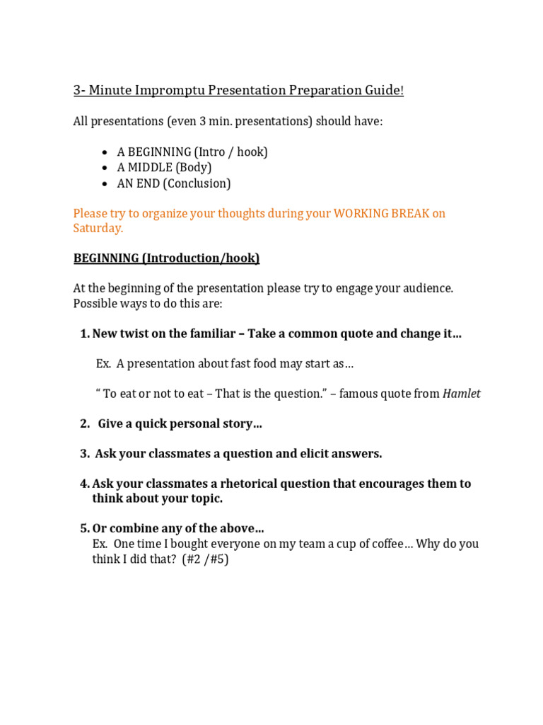 Impromptu Speech Topics | PDF