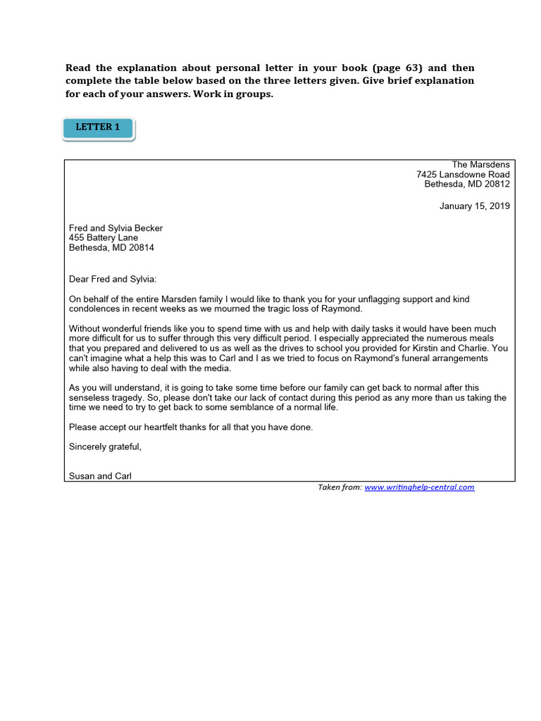 Latihan Personal Letter Superfisi N Answer | PDF