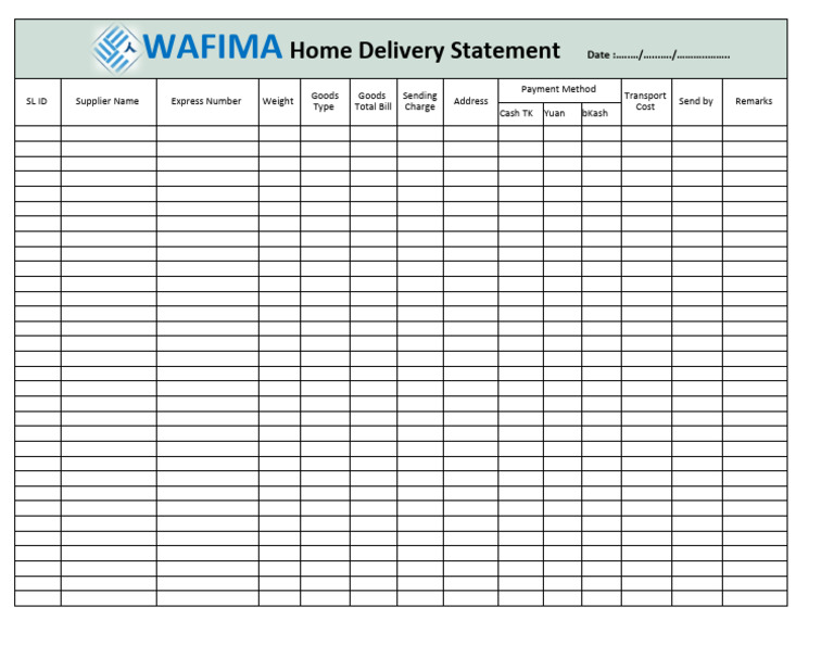 WAFIMA Delivery Statement Form | PDF