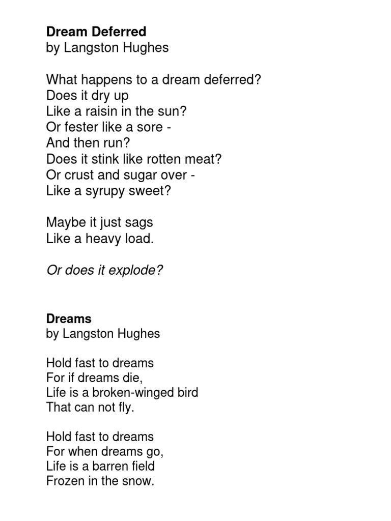 Exploring Deferred Dreams in Poetry | PDF