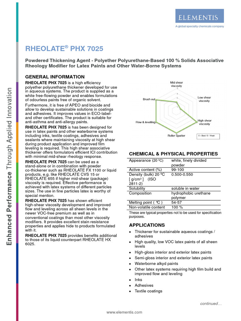 Rheolate PHX 7025 - TDS - e | PDF