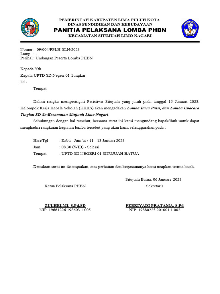 Surat Undangan PHBN | PDF