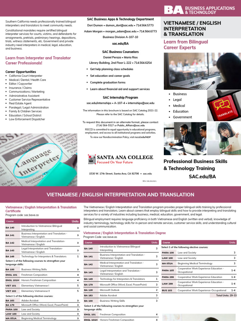 Vietnamese English Interpretation Translation Brochure | PDF