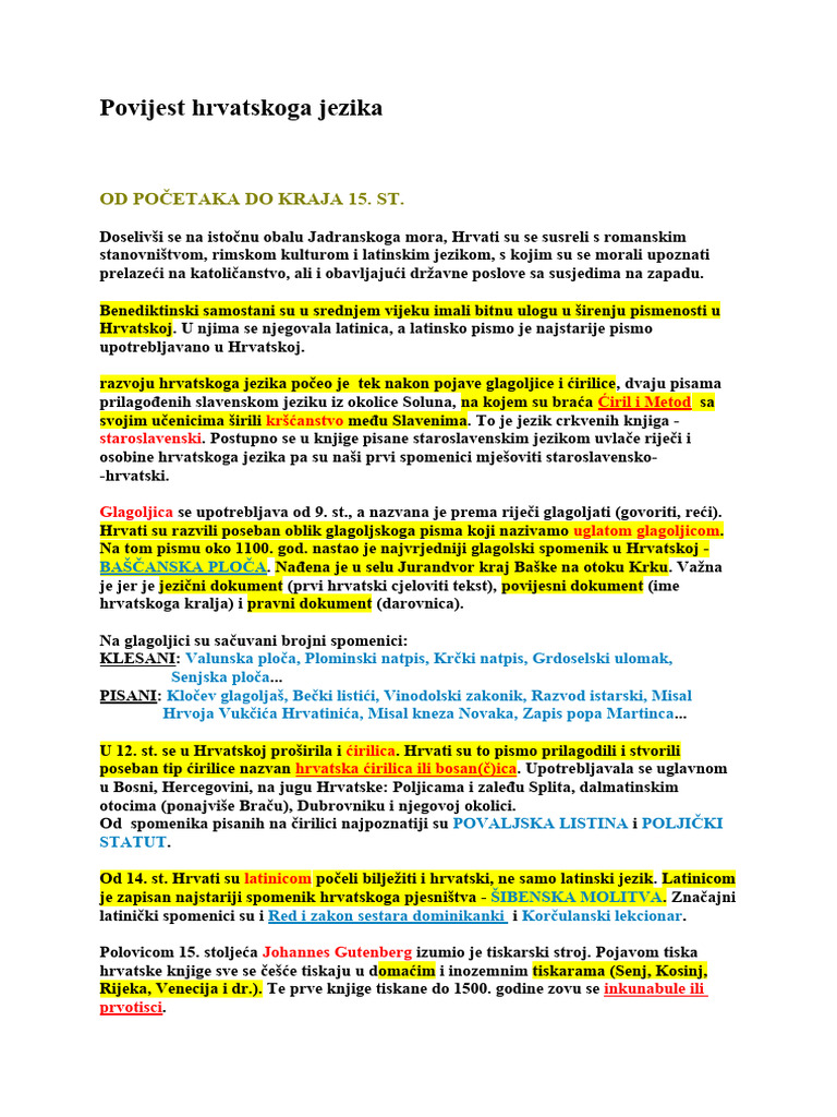 Povijest Hrvatskoga Jezika | PDF