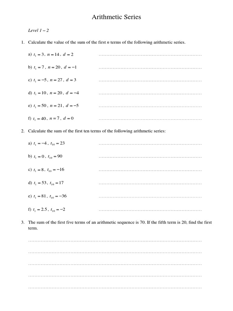 Arithmetic Series Pdf