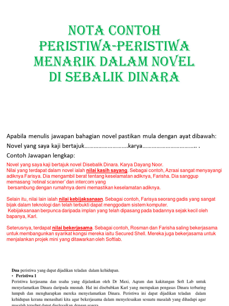 Nota Peristiwa Menarik Di Sebalik Dinara | PDF