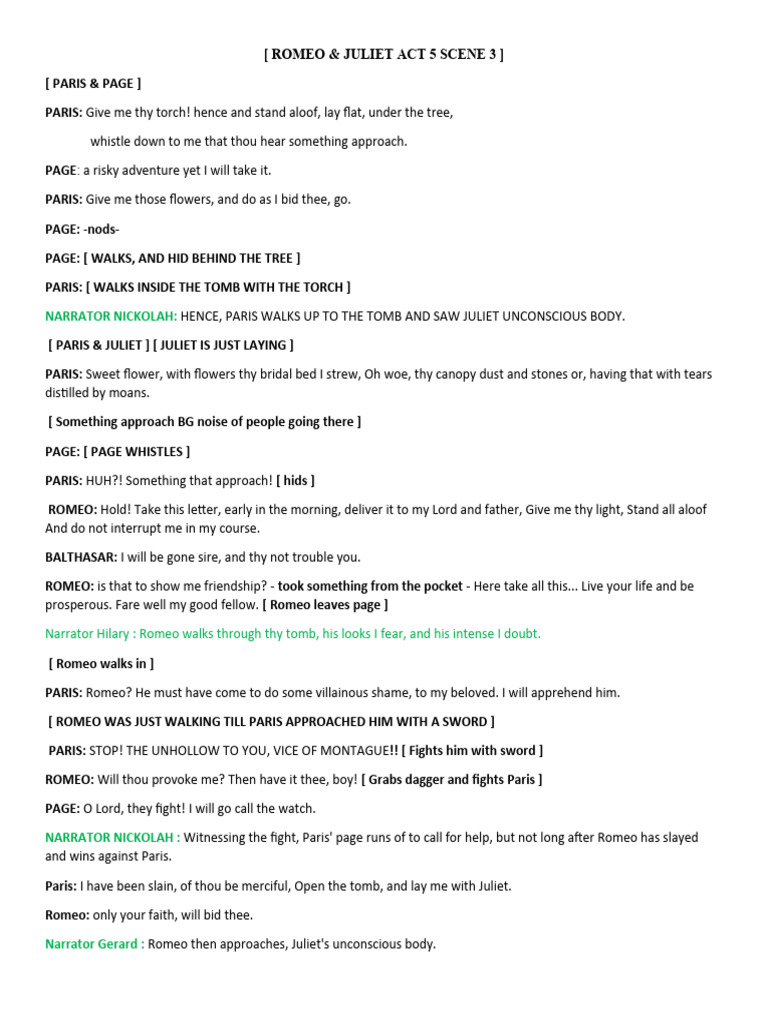 Romeo Juliet Script | PDF