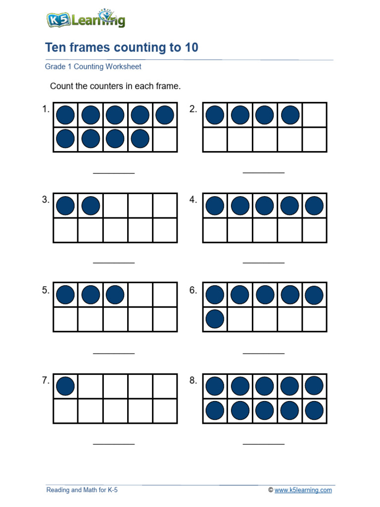 Grade 1 Ten Frames Counting A | PDF