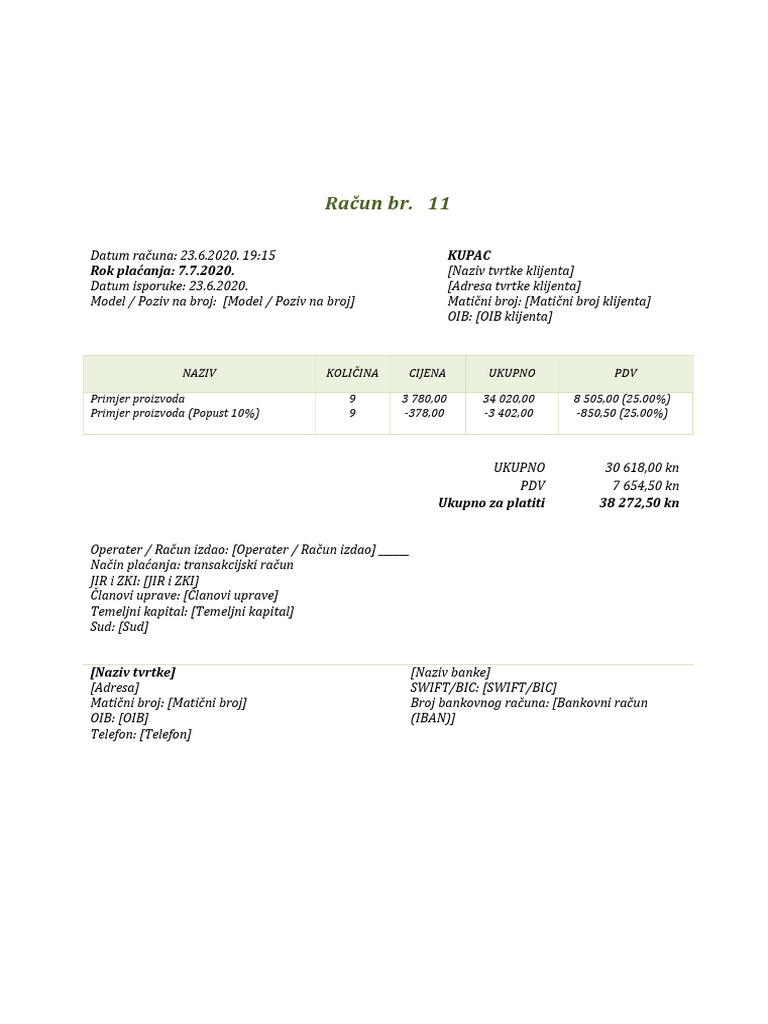 Faktura Primer | PDF