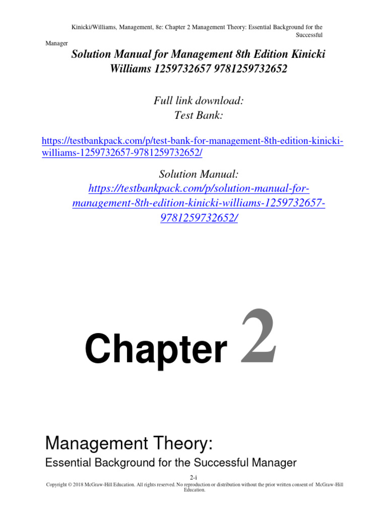 Solution Manual For Management 8th Edition Kinicki Williams 1259732657 ... Solution Manual For Management 8th Edition Kinicki Williams 1259732657 ...