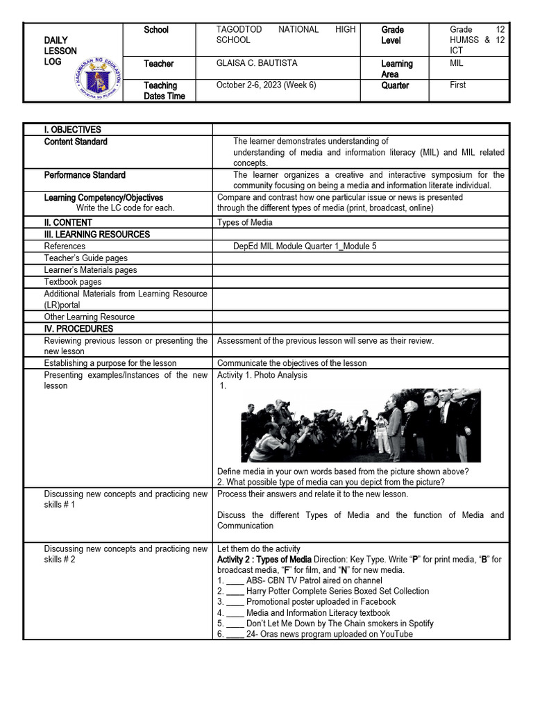 DLL - Mil - Week 6 | PDF | Career & Growth | Social Science