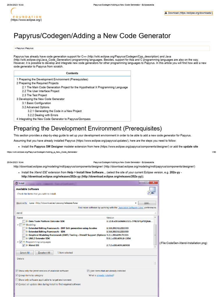 Papyrus - Codegen - Adding A New Code Generator - Eclipsepedia | PDF | Computers