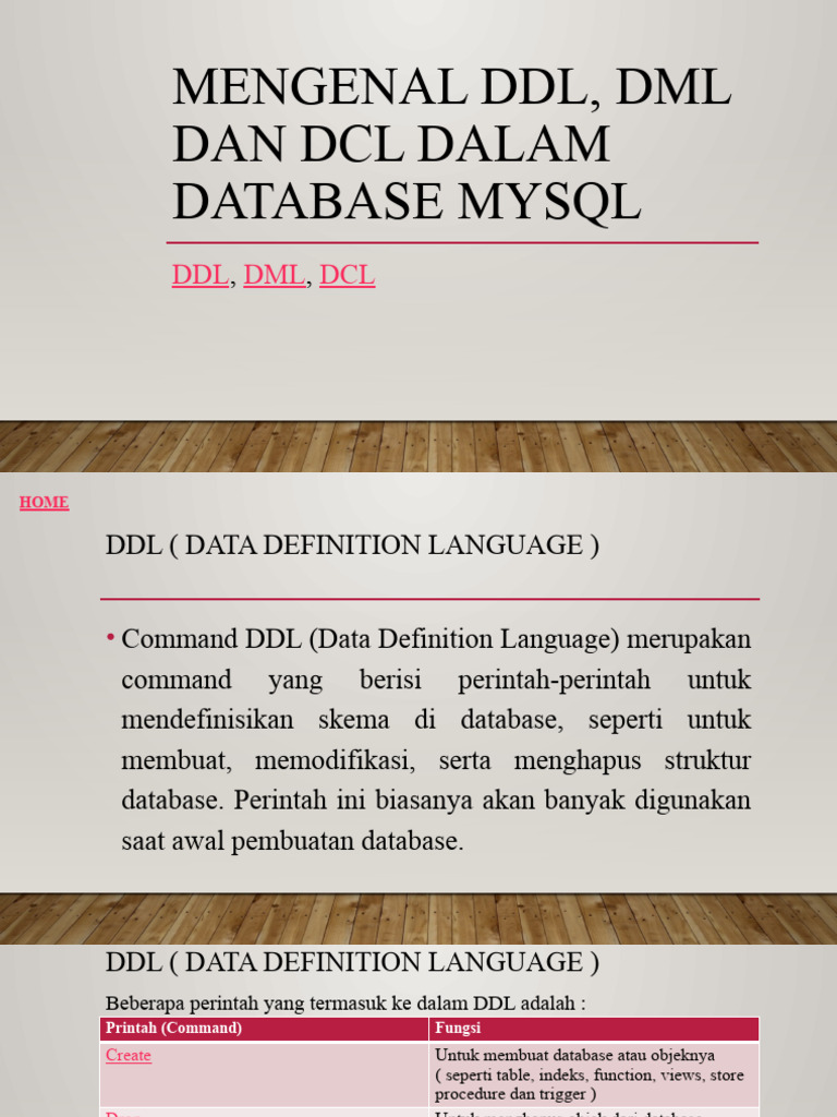 Mengenal DDL, DML Dan DCL Dalam Database | PDF