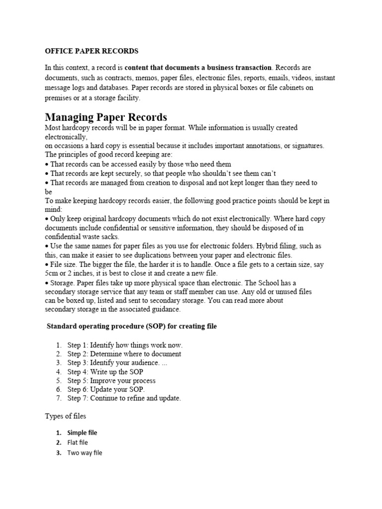 Office Paper Records | PDF