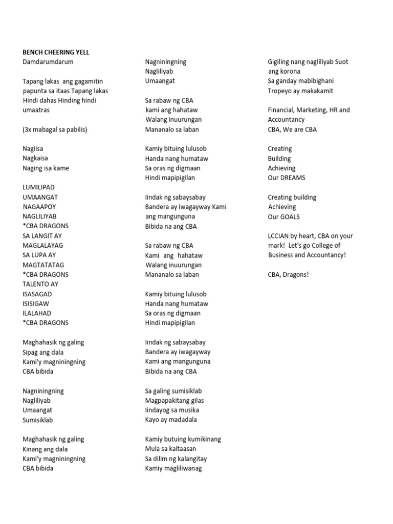 Bench Cheering Yell | PDF