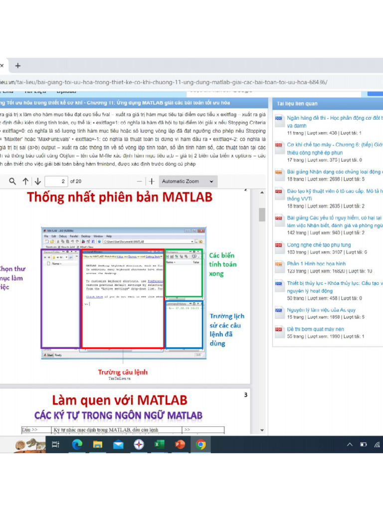 HD Matlab Giai Bai Toan Toi Uu | PDF
