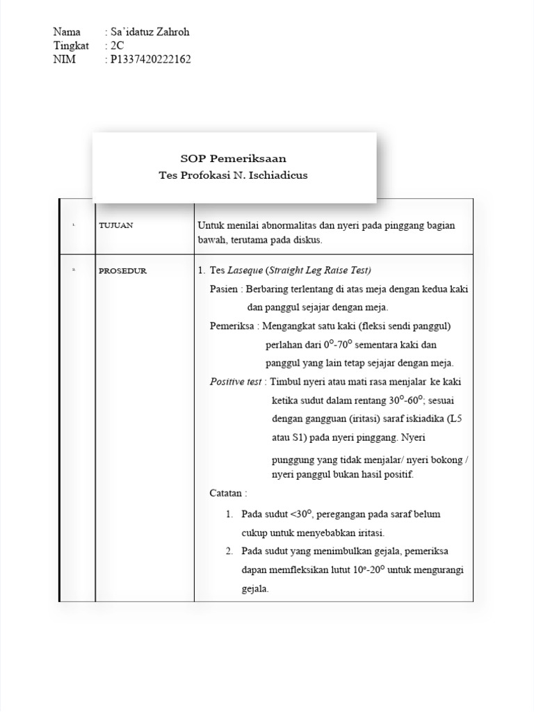 Sop Pasien HNP | PDF