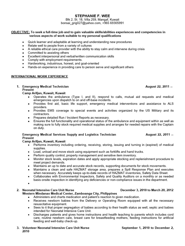 CV Wee Stephanie F. | PDF