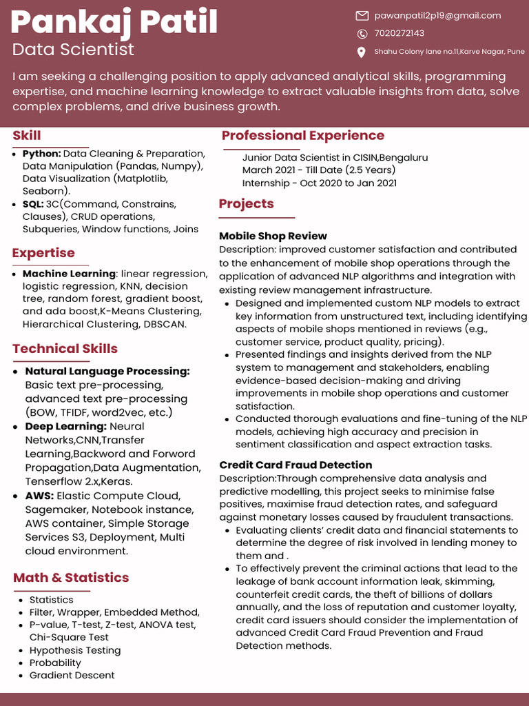 Pankaj Resume | PDF | Computers | Technology & Engineering