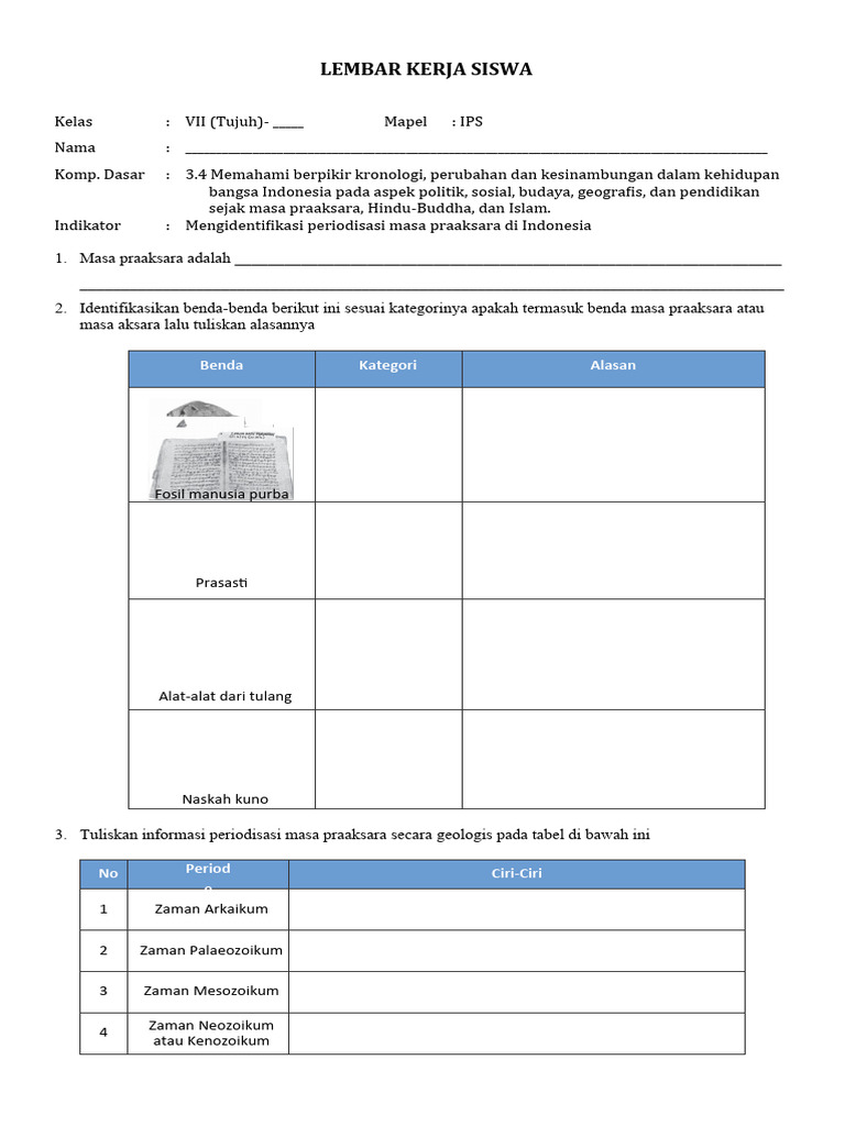 LKS 25 Ips 7 Masa Praaksara | PDF