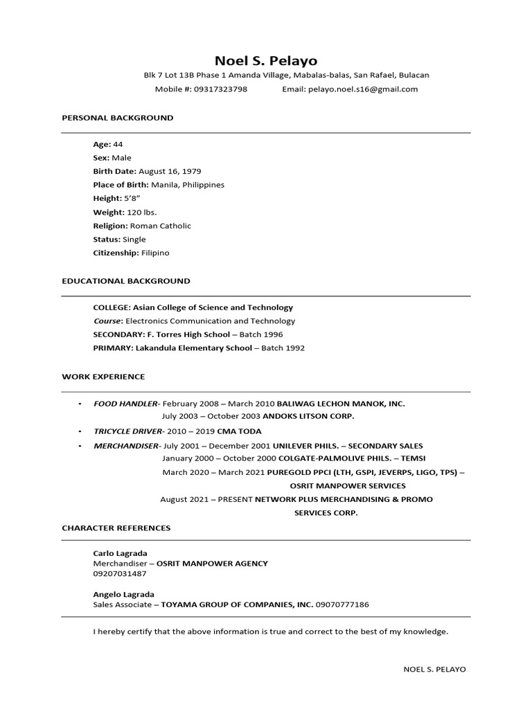 Resume Noel | PDF