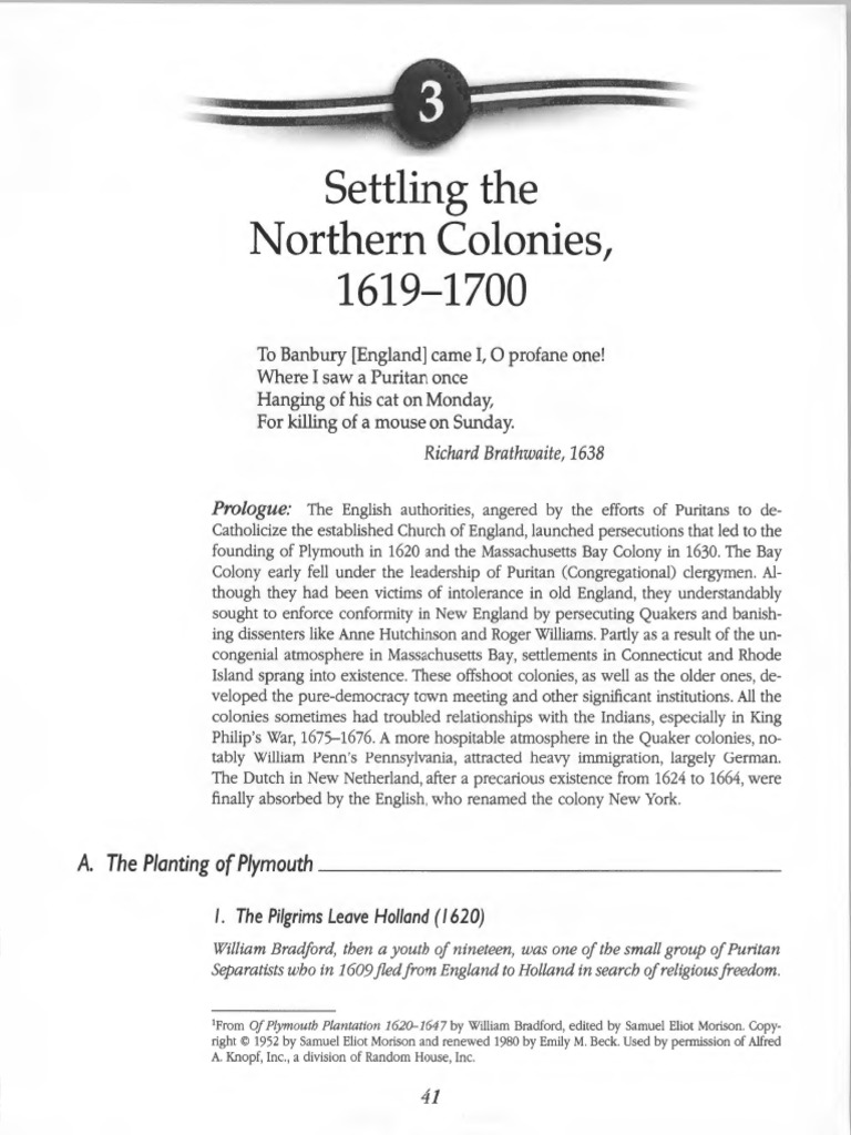 Chapter 3 - Settlin The Northern Colonies | PDF | History | Travel