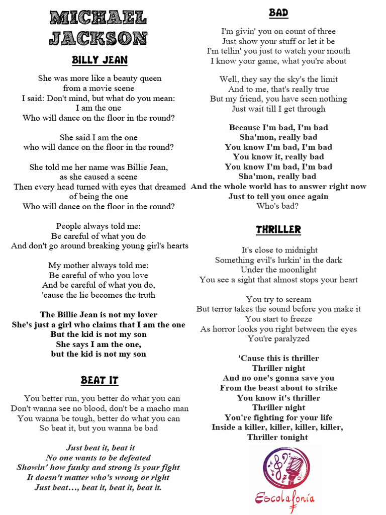 Letra Michael Jackson | PDF