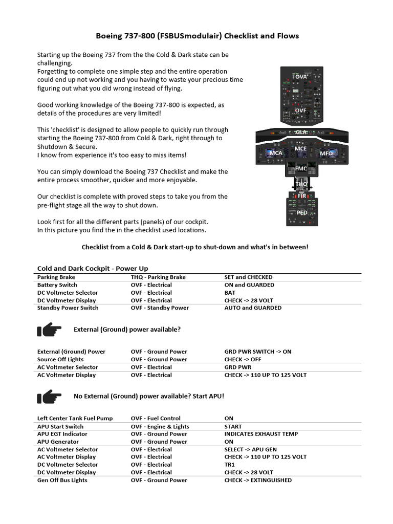 B737-800 Checklist | PDF