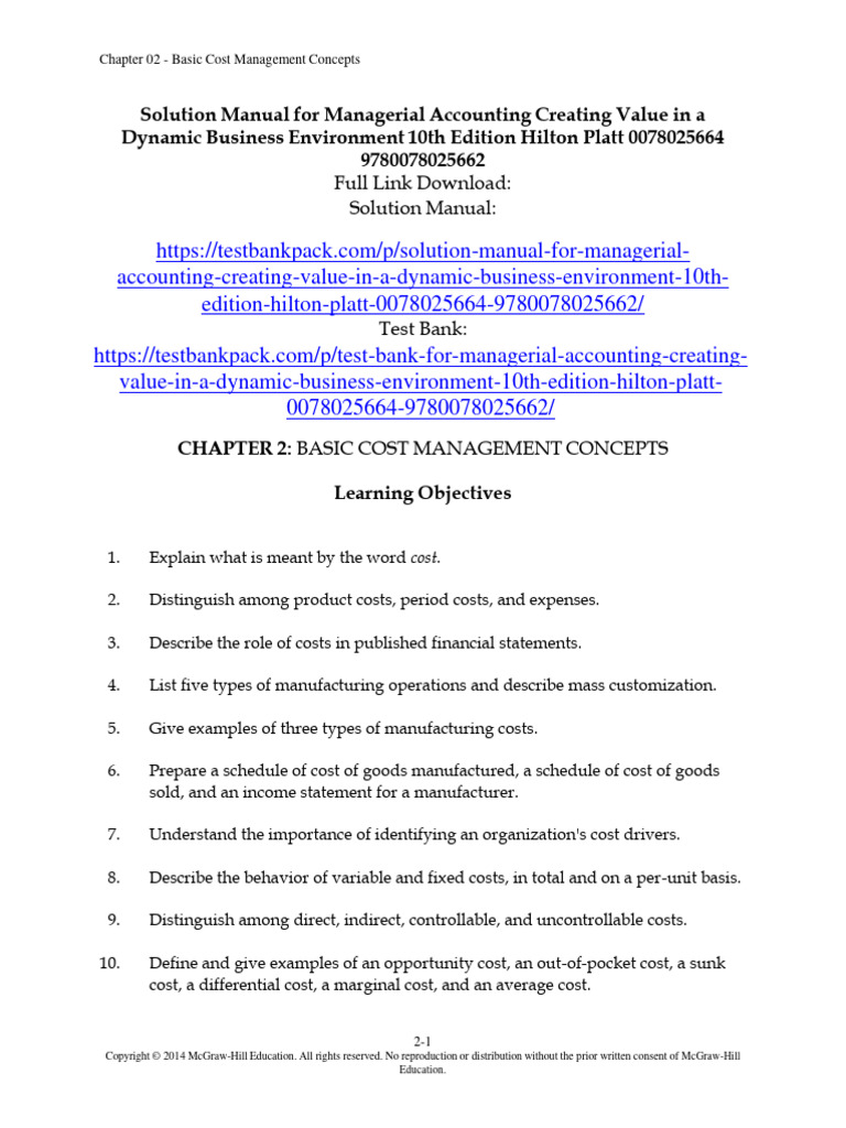 Solution Manual For Managerial Accounting Creating Value in A Dynamic ...