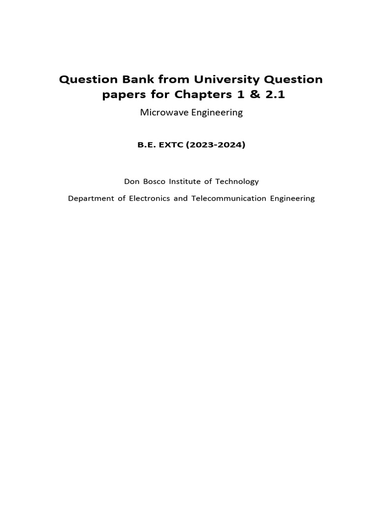 IA1 Question Bank | PDF | Transmission Line | Information And ...