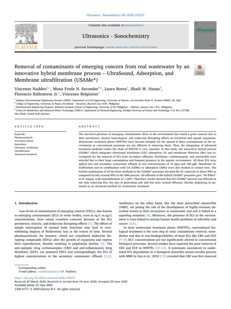 Hybrid Membrane Process | PDF | Wellness | Science & Mathematics
