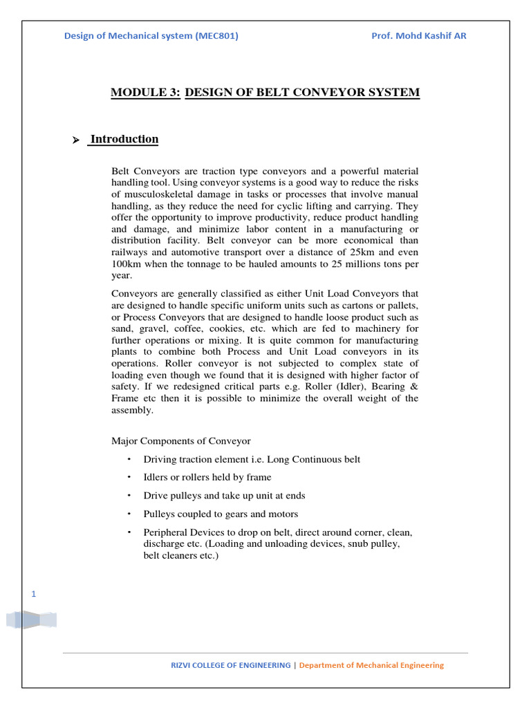 Belt Conveyor System Design Guide | PDF