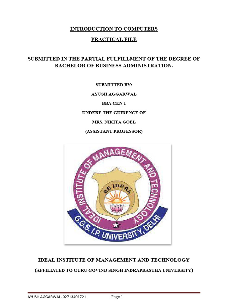 Ayush Aggarwal IT Practical File | PDF | Computers | Business